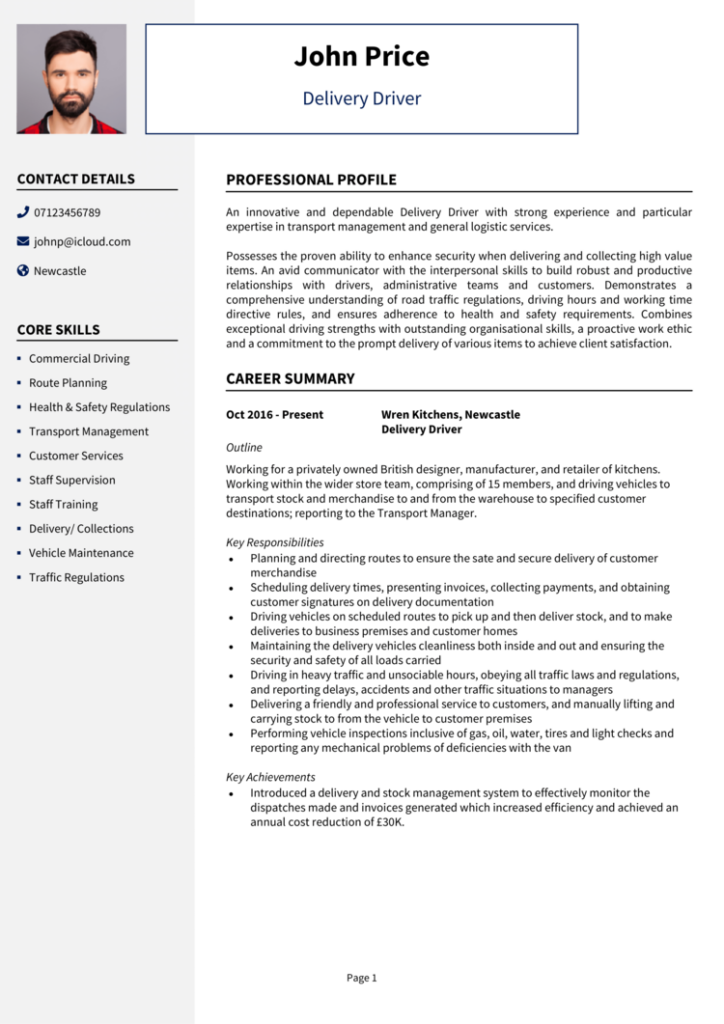 5 Driver CV Examples For 2024 Land A Top Driving Job 5 Driver CV Examples For 2024 Land A Top Driving Job