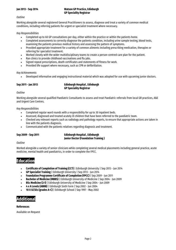 General Practitioner CV example (GP) + guide [Get hired]