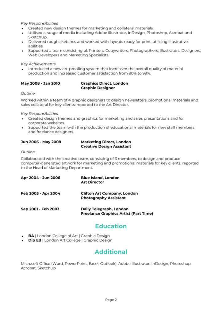 Graphic designer CV example + guide [Stand out & get hired]