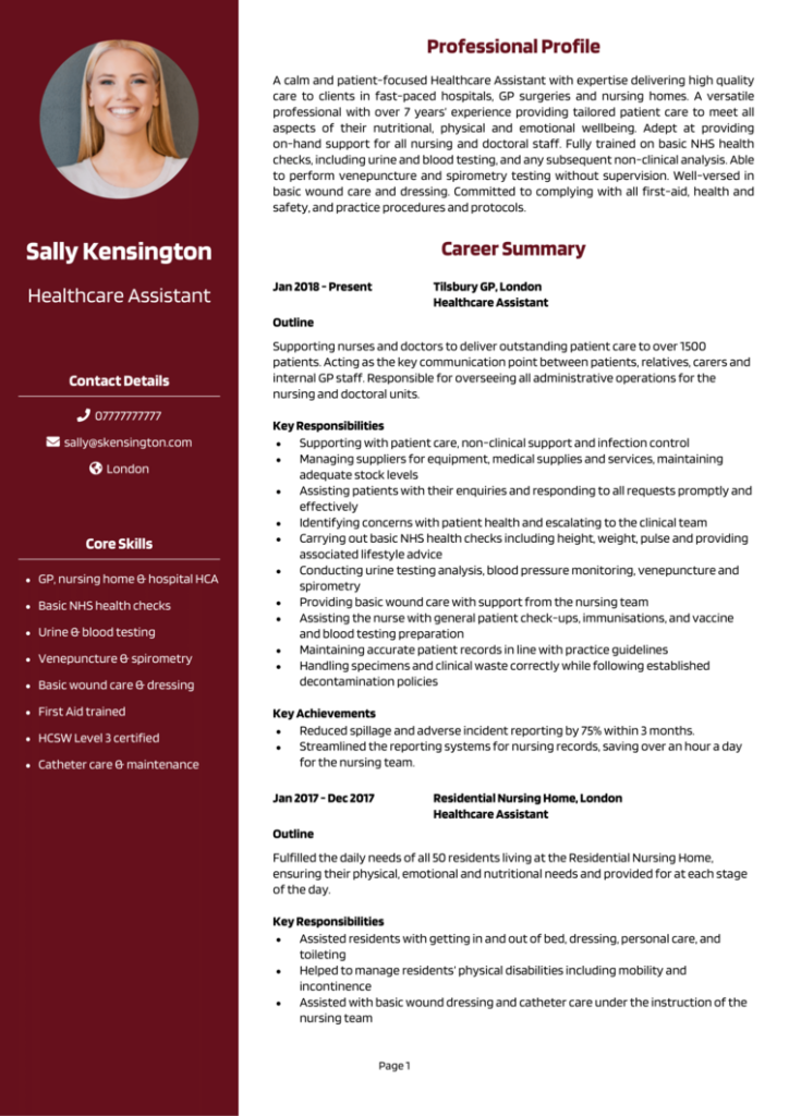 Healthcare Assistant CV Example Step by step Guide Get Hired 