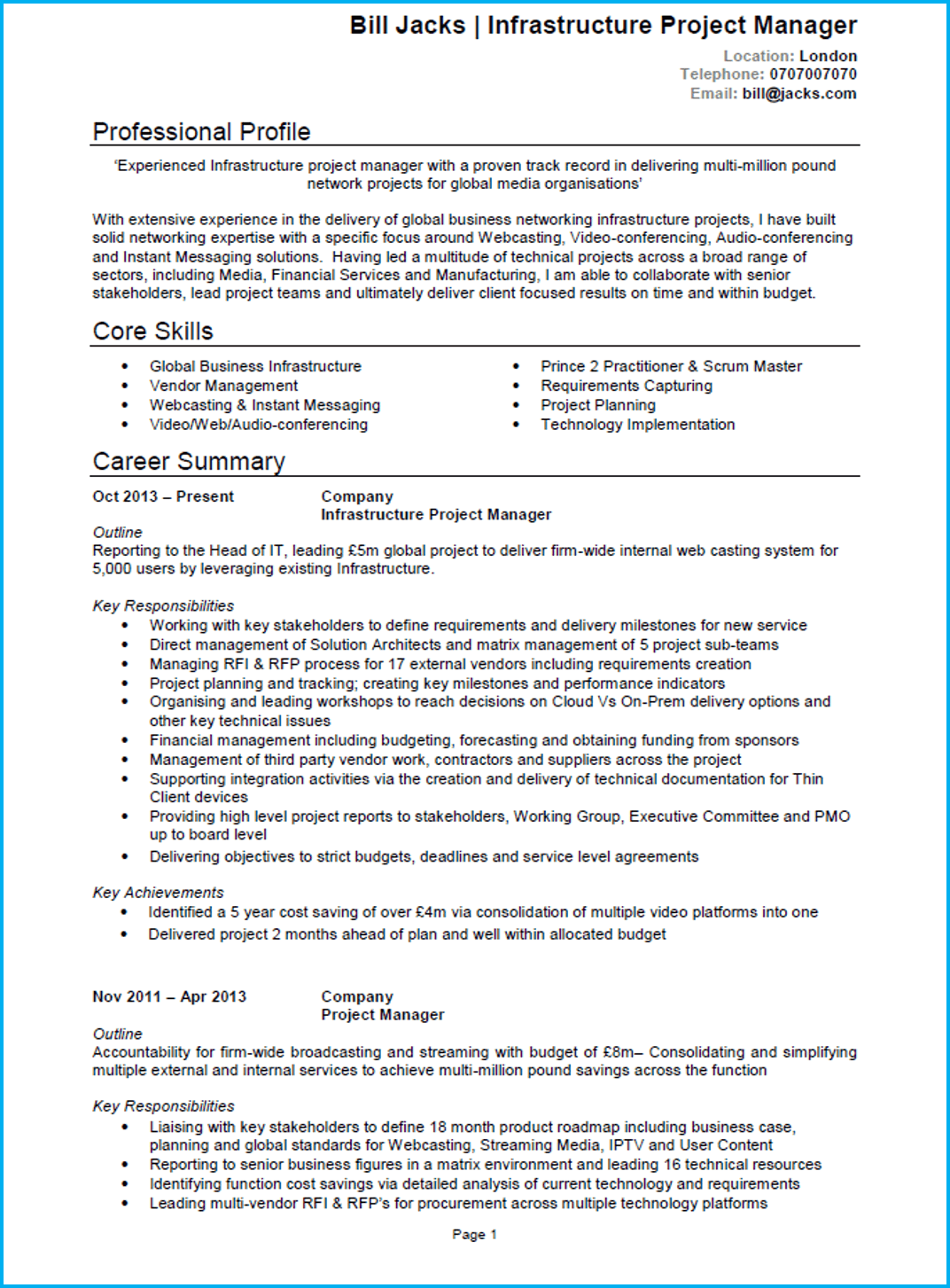 7 Project Manager CV Examples 2022 Guide Land A Top Job 