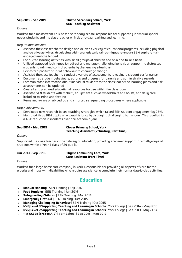 4 Teaching Assistant CV Examples Tips Get A Top TA Job 