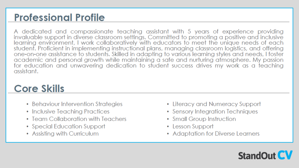 4 Teaching assistant CV examples + tips [Get a top TA job]