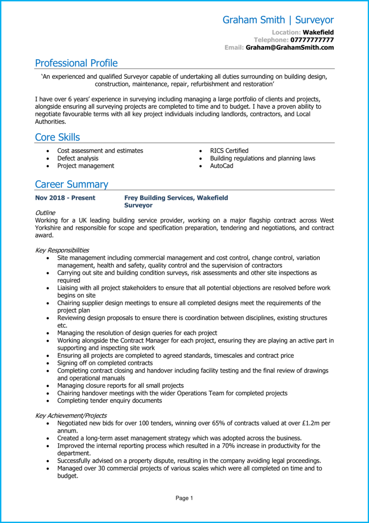 Surveyor CV Example Guide Get Hired 