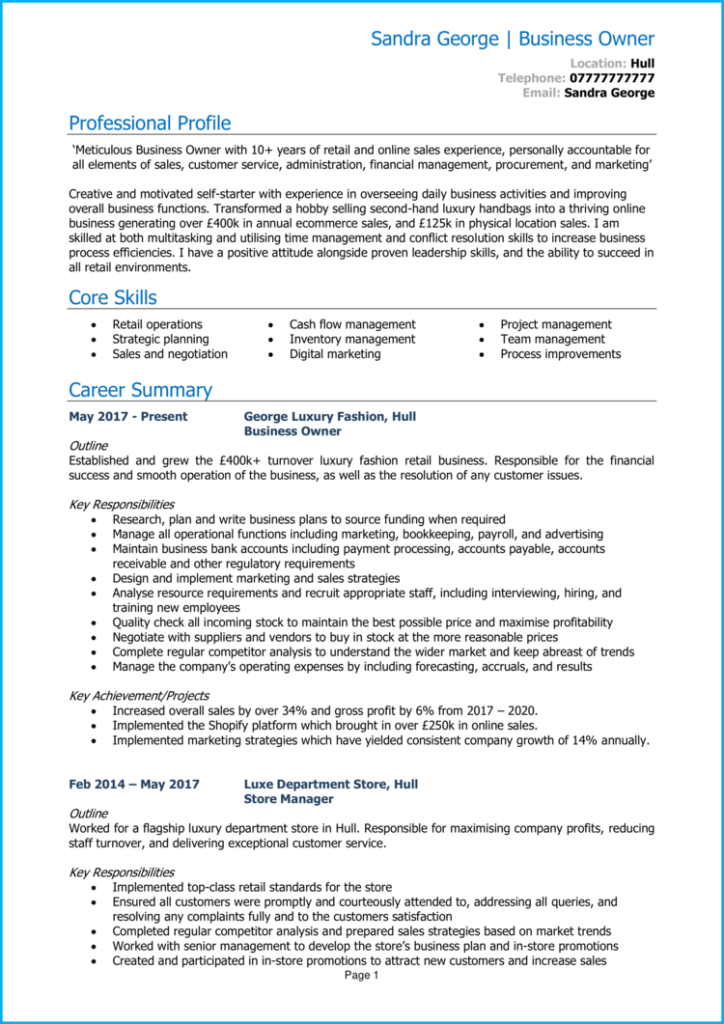 3 Business CV Examples For 2023 Get More Interviews 