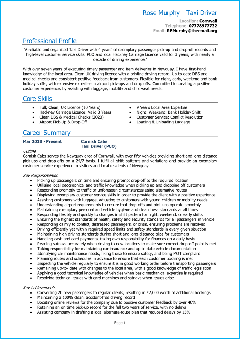 5 Driver CV Examples For 2022 Land A Top Driving Job 5 Driver CV Examples For 2022 Land A Top Driving Job