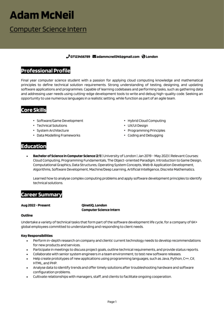 3 Computer Science CV examples for 2025 + guide [Get hired]