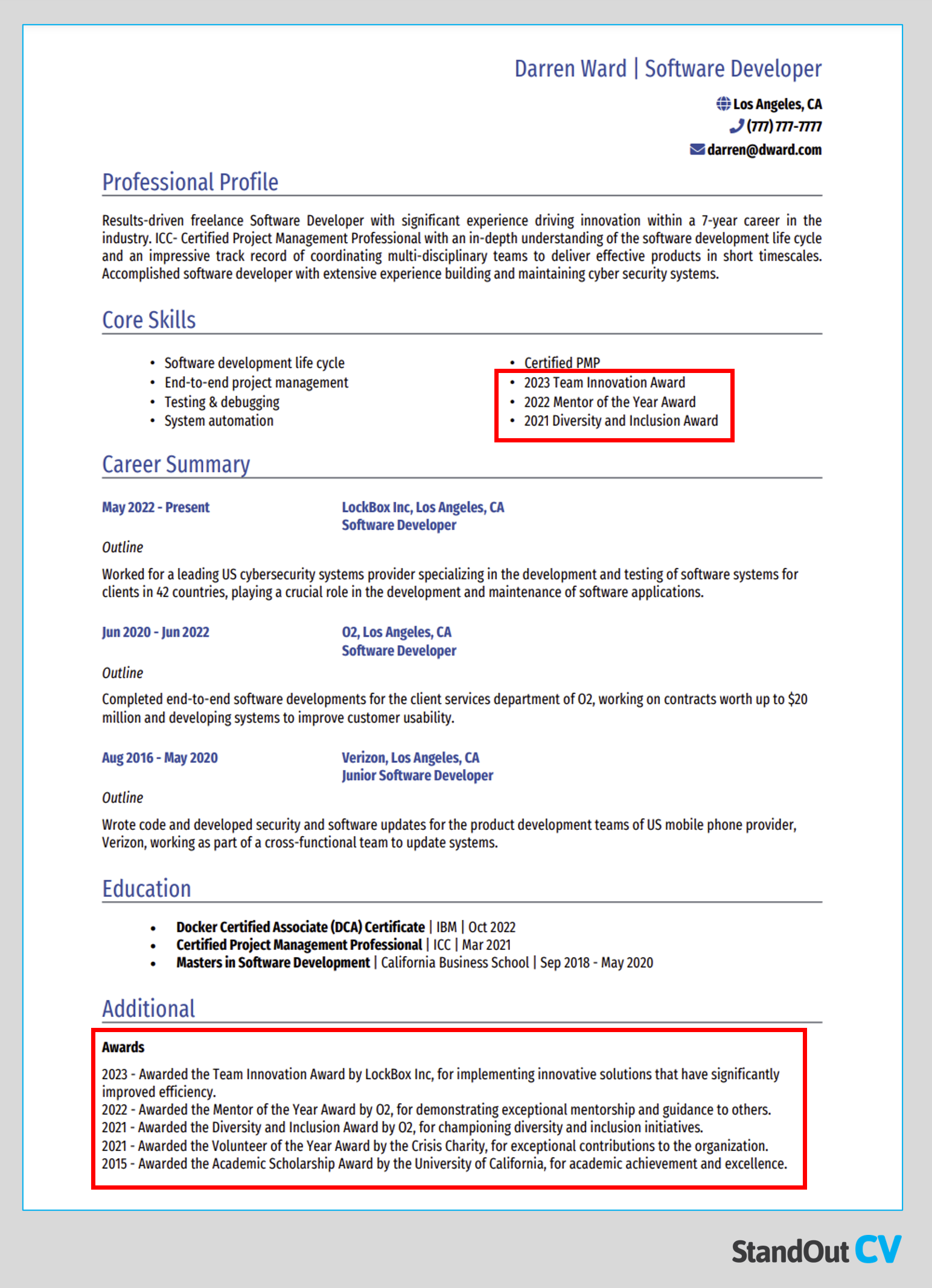 How To List Awards On Your Resume Real Life Examples 2023
