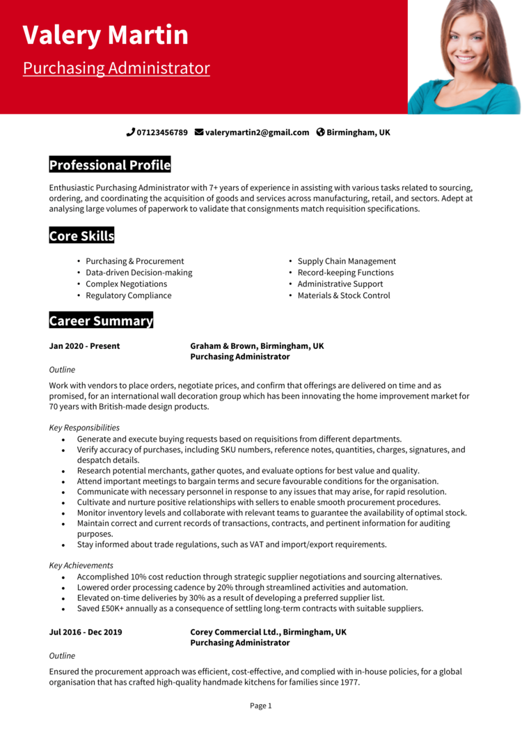 Purchasing Administrator CV example & guide [Win interviews]