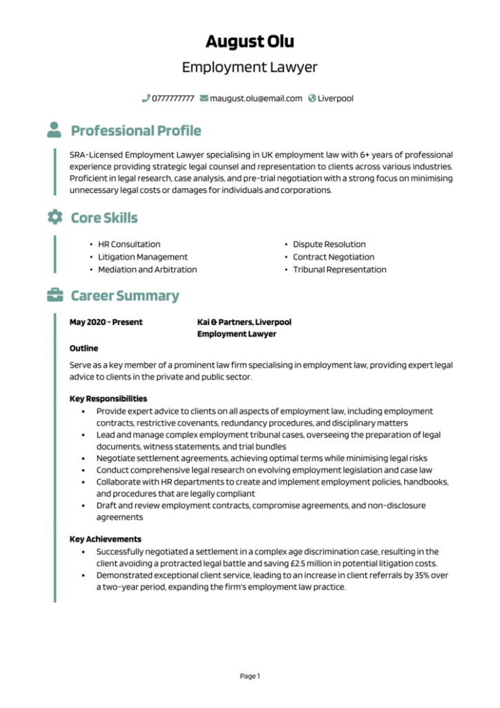 6 Lawyer CV examples + writing guide [Land a dream legal role]