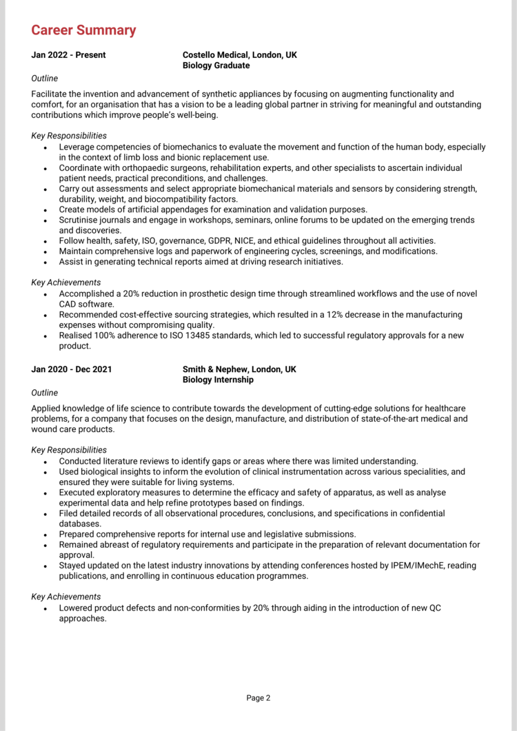Biology Graduate CV Example Guide Land Top Jobs Biology Graduate CV Example Guide Land Top Jobs