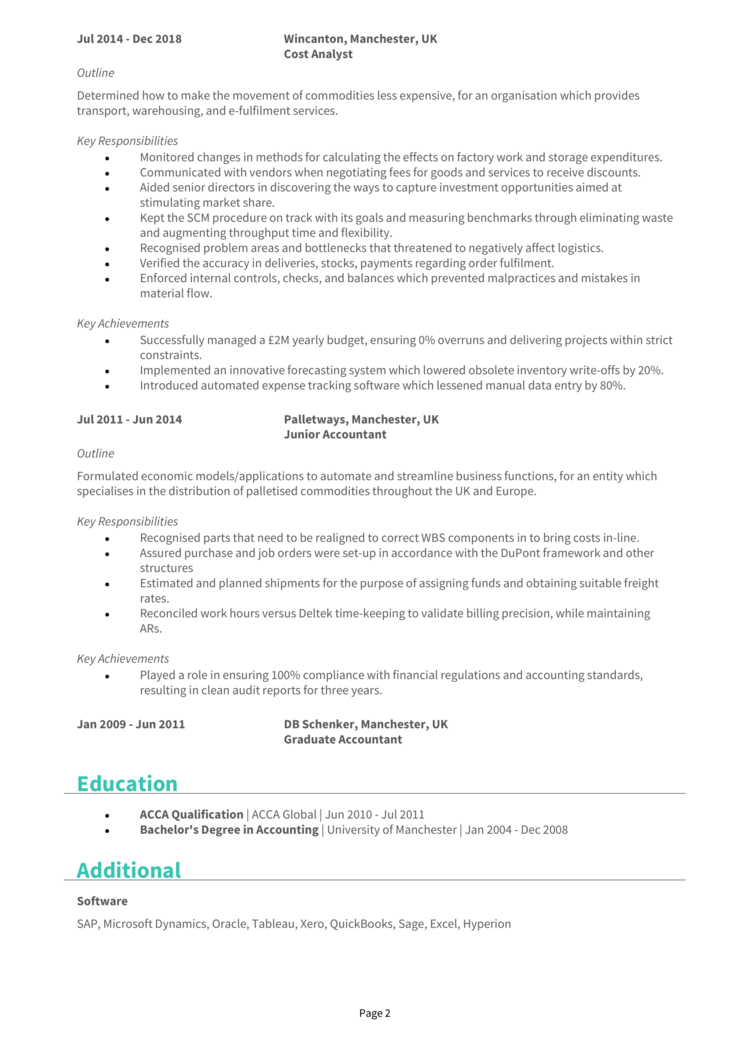 Cost Accountant CV example + guide [Land top jobs]