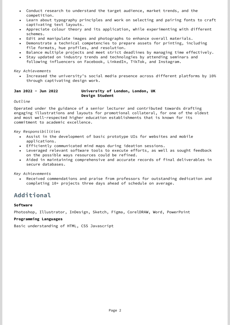 Design Student CV example & guide [Win job interviews]