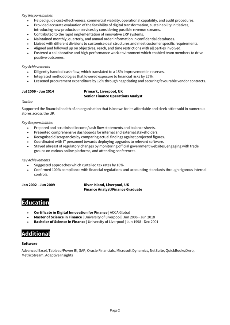 Commercial Finance Manager CV Example Guide Get Noticed Commercial Finance Manager CV Example Guide Get Noticed