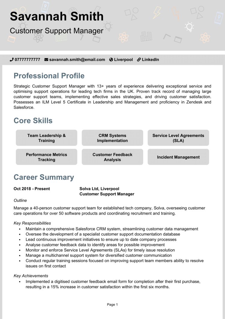 Customer Service Manager CV Examples Expert Guide