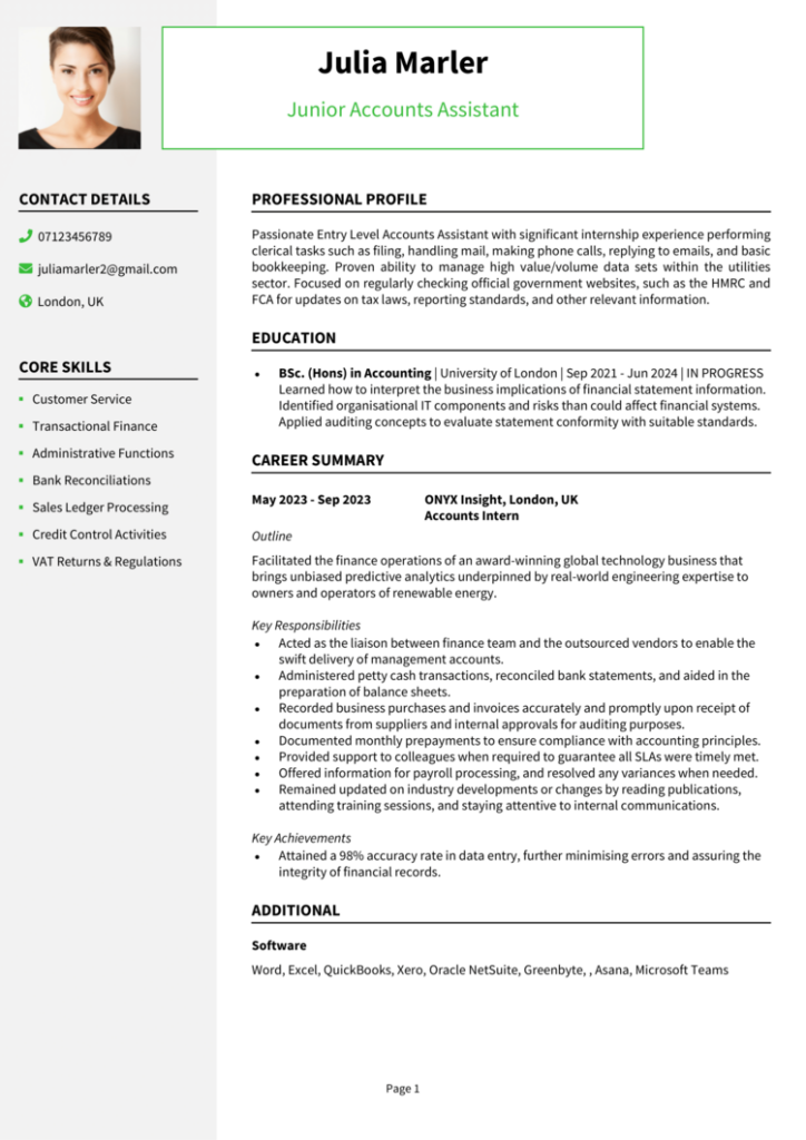 2 Accounts Assistant CV examples + writing guide [Get hired]