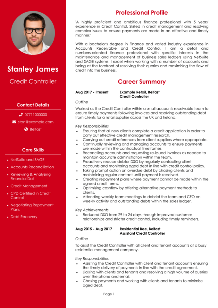 Credit controller CV example + writing guide [Get noticed]