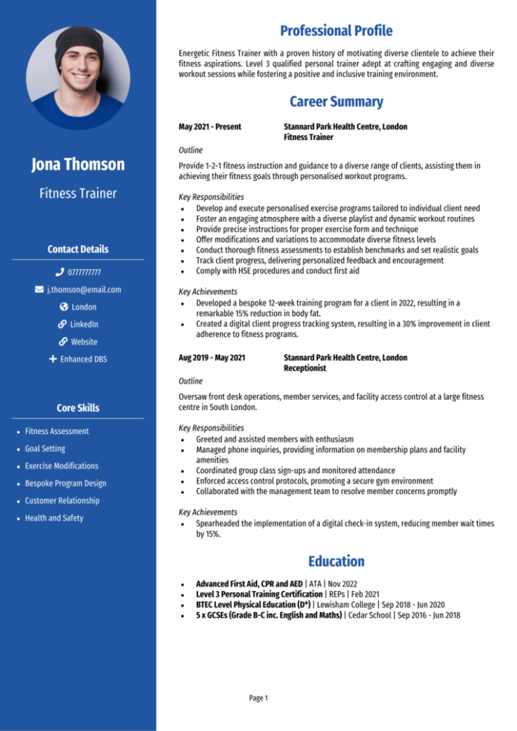 3 Personal Trainer CV examples +guide [Land top PT jobs]