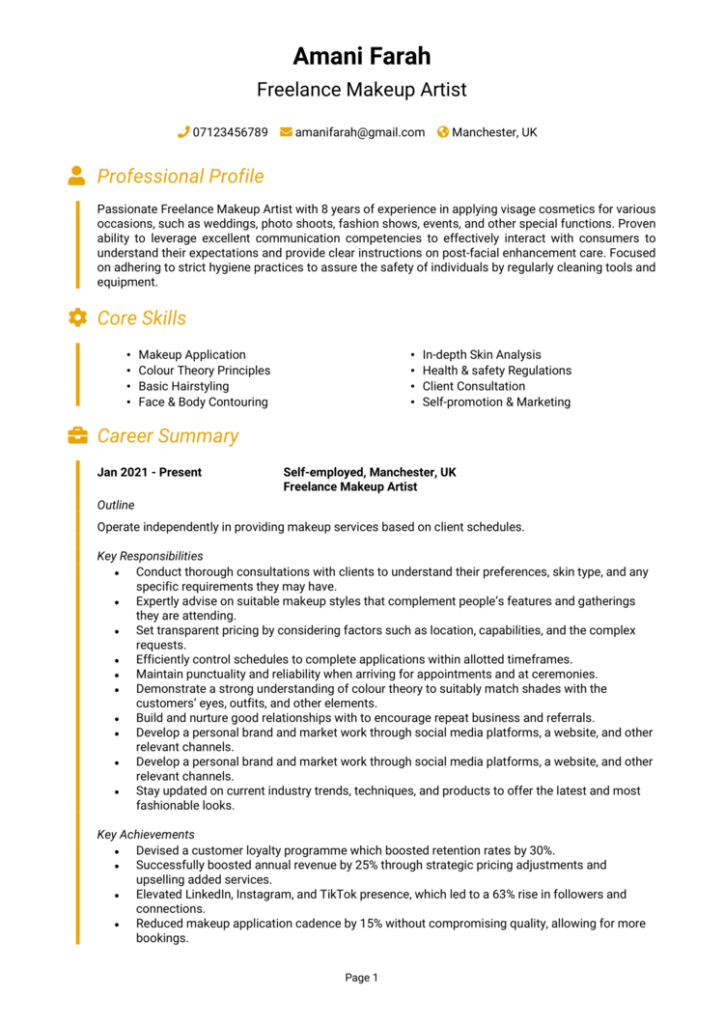 2 Makeup Artist CVs for 2025 + easy writing guide [Get hired]