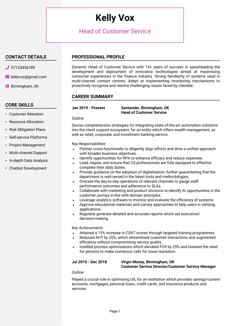 6 Customer Service CV Examples Get Noticed By Employers 