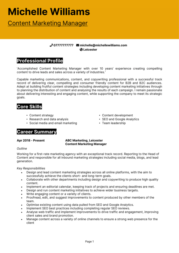 4 Marketing Manager CV examples + expert guide [Land top roles]