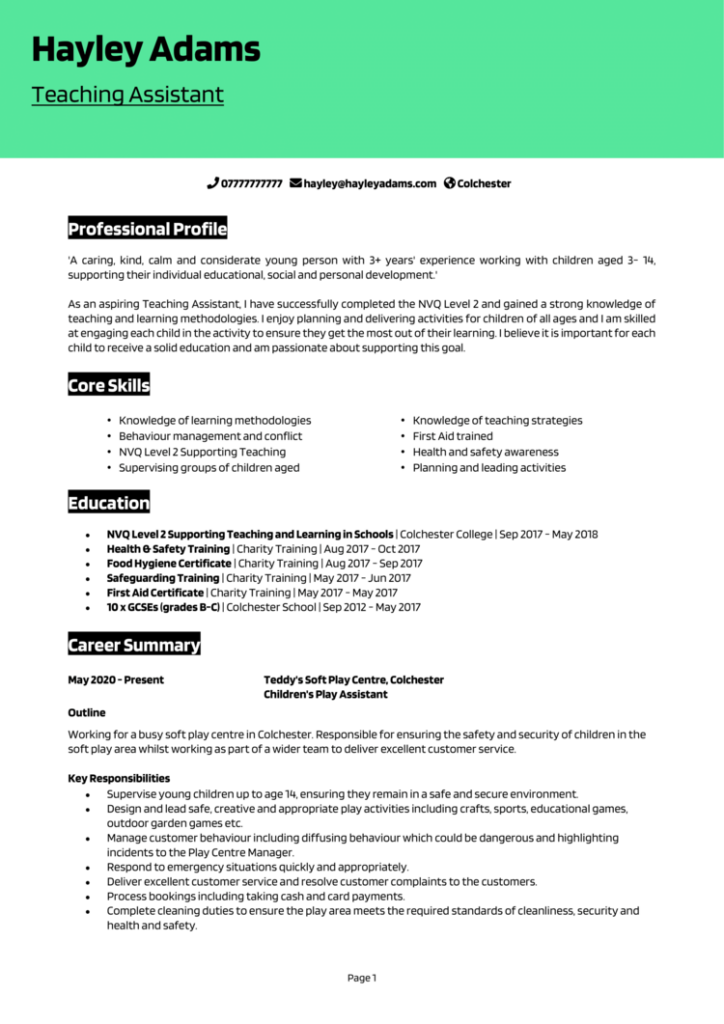 4 Teaching assistant CV examples + tips [Get a top TA job]