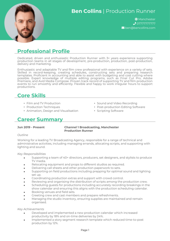 6 Media CV examples | Showcase your talent & get hired