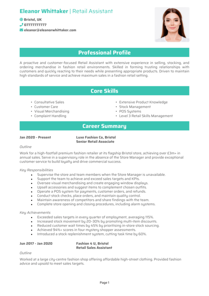 2 Shop Assistant CV examples + guide [Land a great new job]