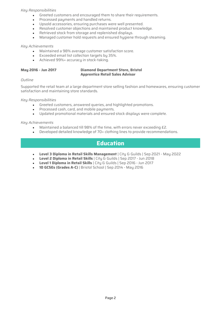 2 Shop Assistant CV examples + guide [Land a great new job]