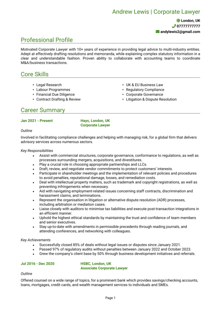 6 Lawyer CV examples + writing guide [Land a dream legal role]