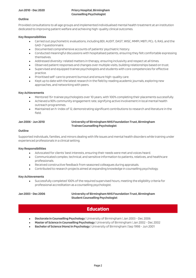 4 Psychologist CV examples + guide [Land more interviews]