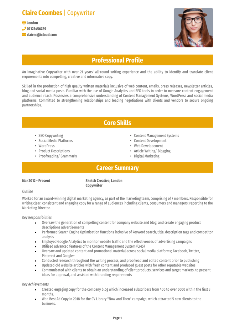 3 Copywriter CV examples and guide [Land top writing roles]