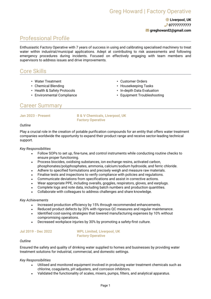 3 Factory worker CV examples + guide [Land the best jobs]