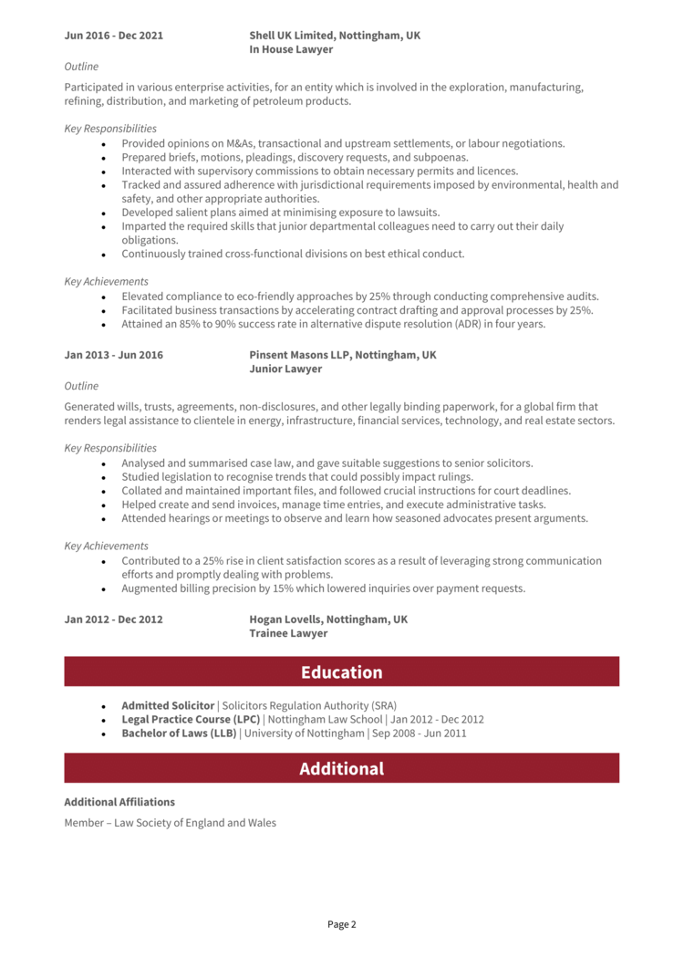 6 Lawyer CV examples + writing guide [Land a dream legal role]