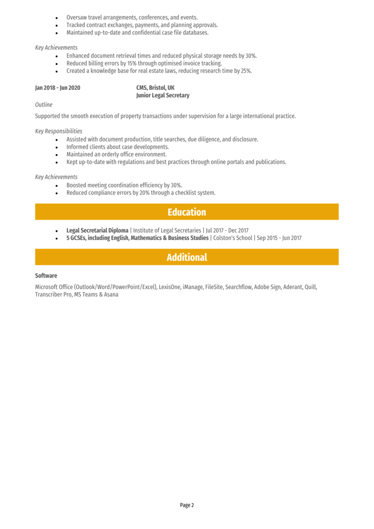 3 Legal Secretary CV examples + guide [Land great legal roles]