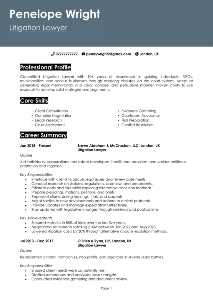 6 Lawyer CV examples + writing guide [Land a dream legal role]