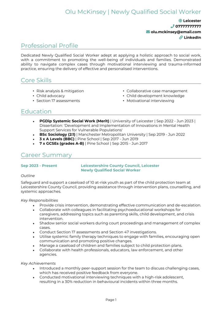 Social worker CV examples + writing guide [Get hired fast]